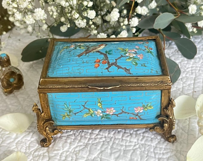 Antique Enameled Jewelry Box 1870 - Etsy