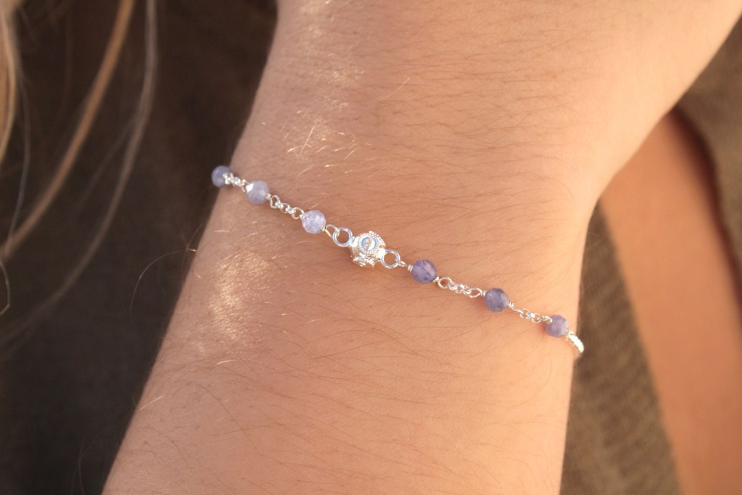 Dainty Filigree Bracelet • Portuguese Viana Bead & Tanzanite Gemstone ...