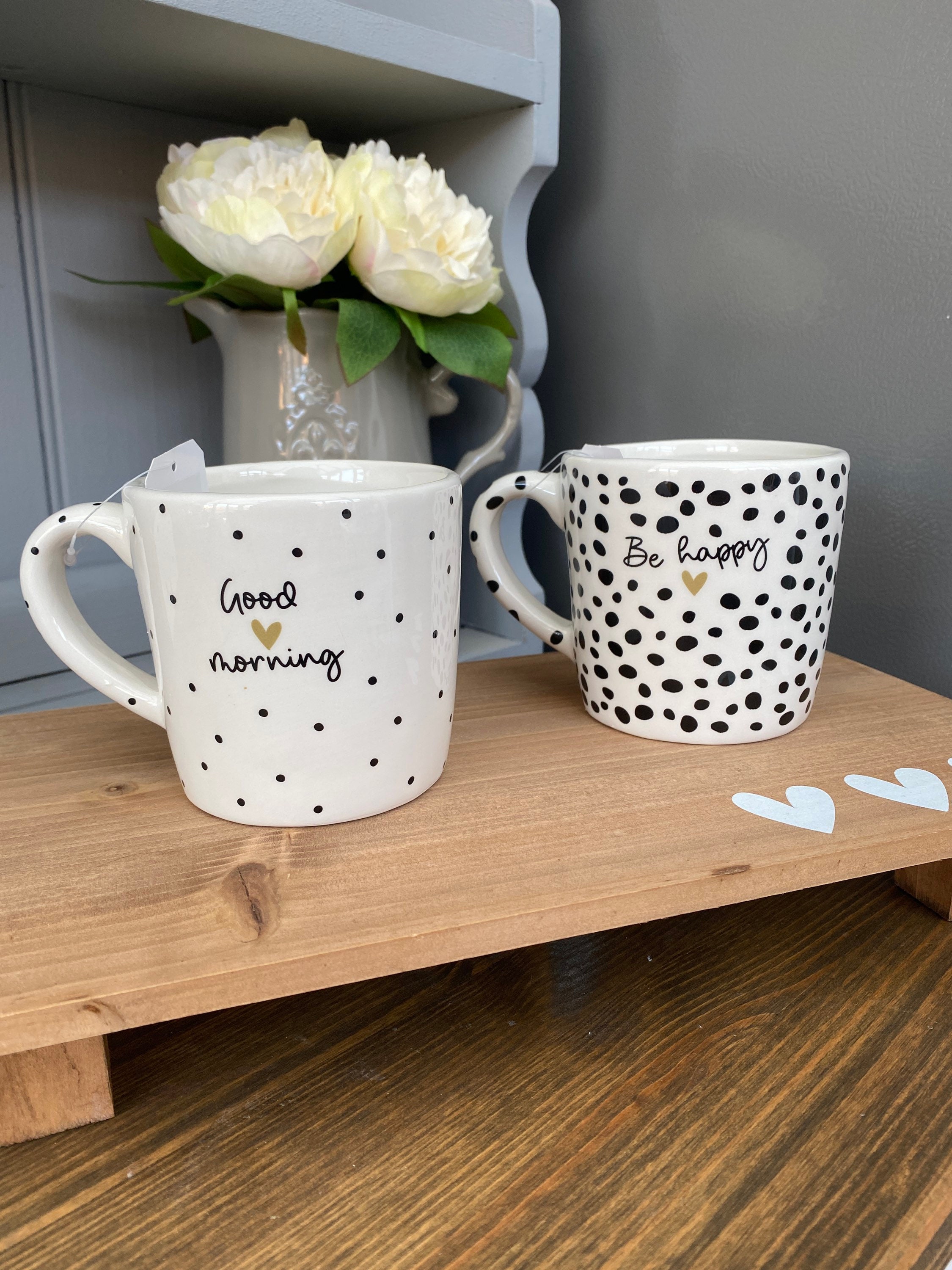 Black and White Spot Mugs With Quote / Assorted Black and - Etsy UK