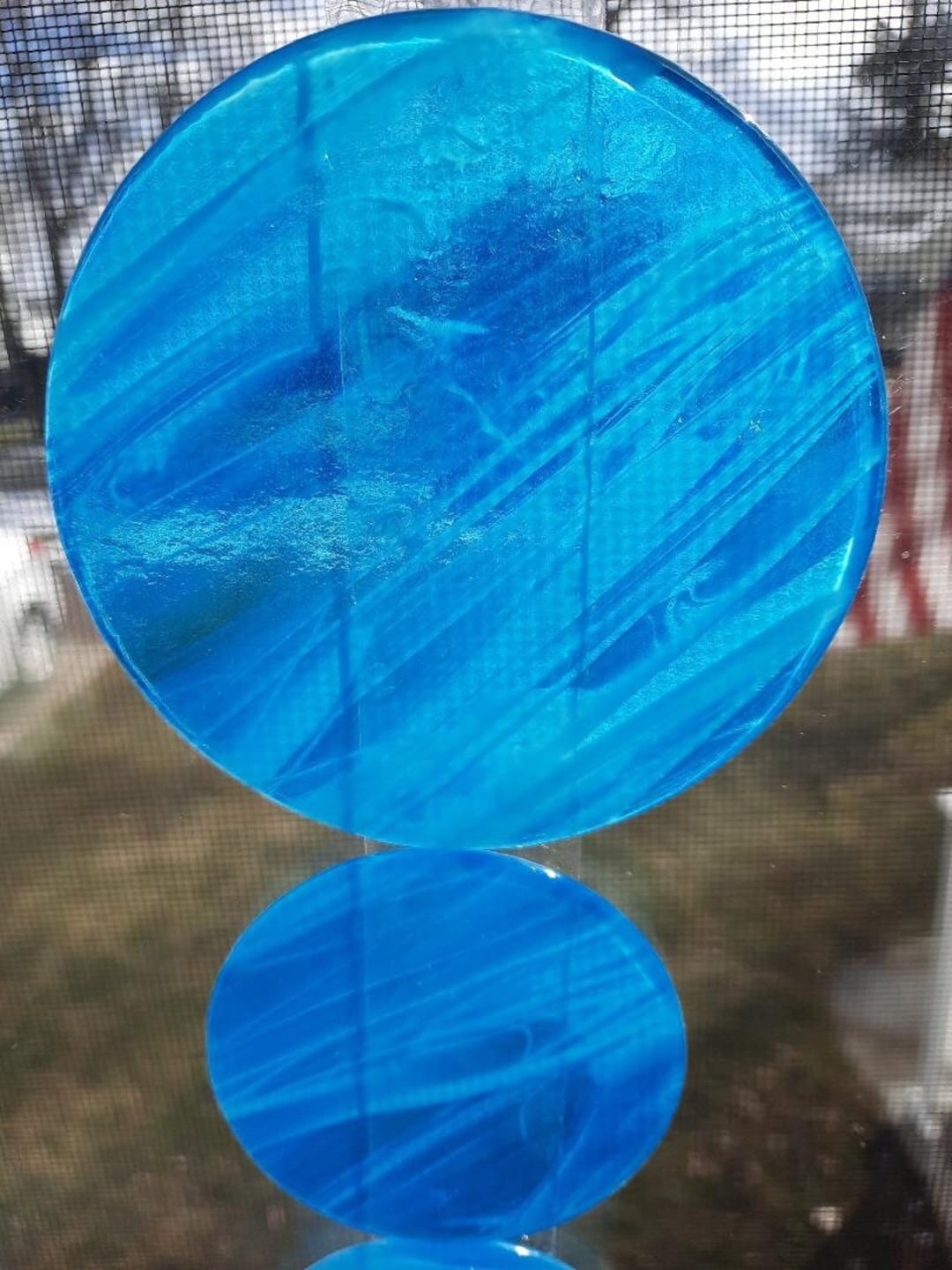 Glass Circles 96 COE Sky Blue With White Wisps Oceanside - Etsy