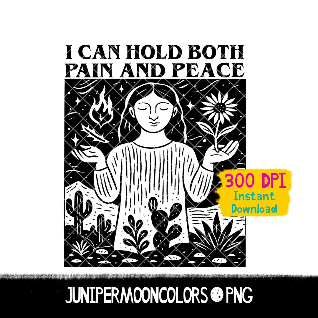 Peace and Pain PNG Mindfulness Art Download, Desert Woodcut Style Art ...