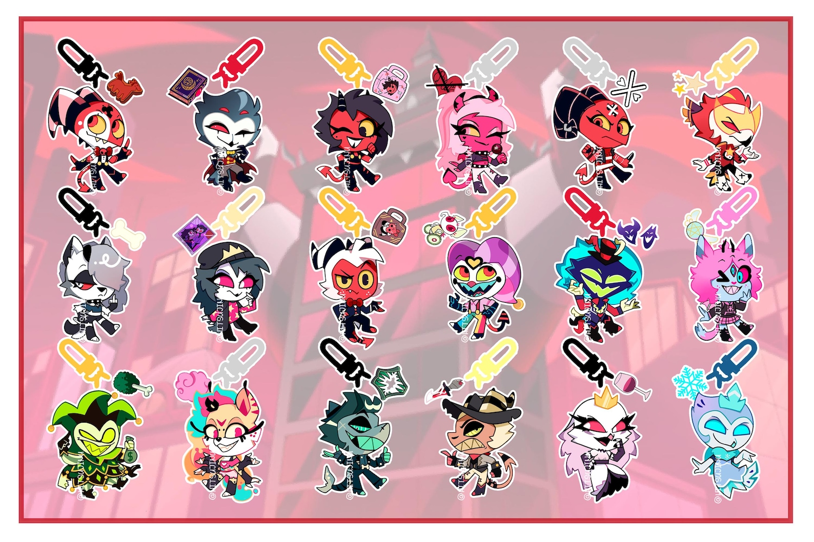 Helluva Boss Acrylic Charm Double-side With Double Expression - Etsy