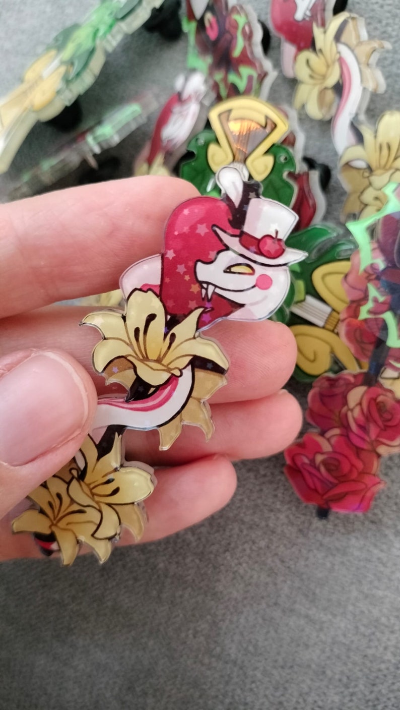 Alastor, Lucifer and Adam Holo Acrylic Pin Hazbin Hotel - Etsy