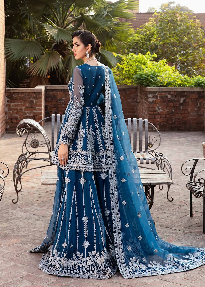 Pakistani Blue Lehenga Dress, Desi Indian Party Wear and Wedding Wear ...