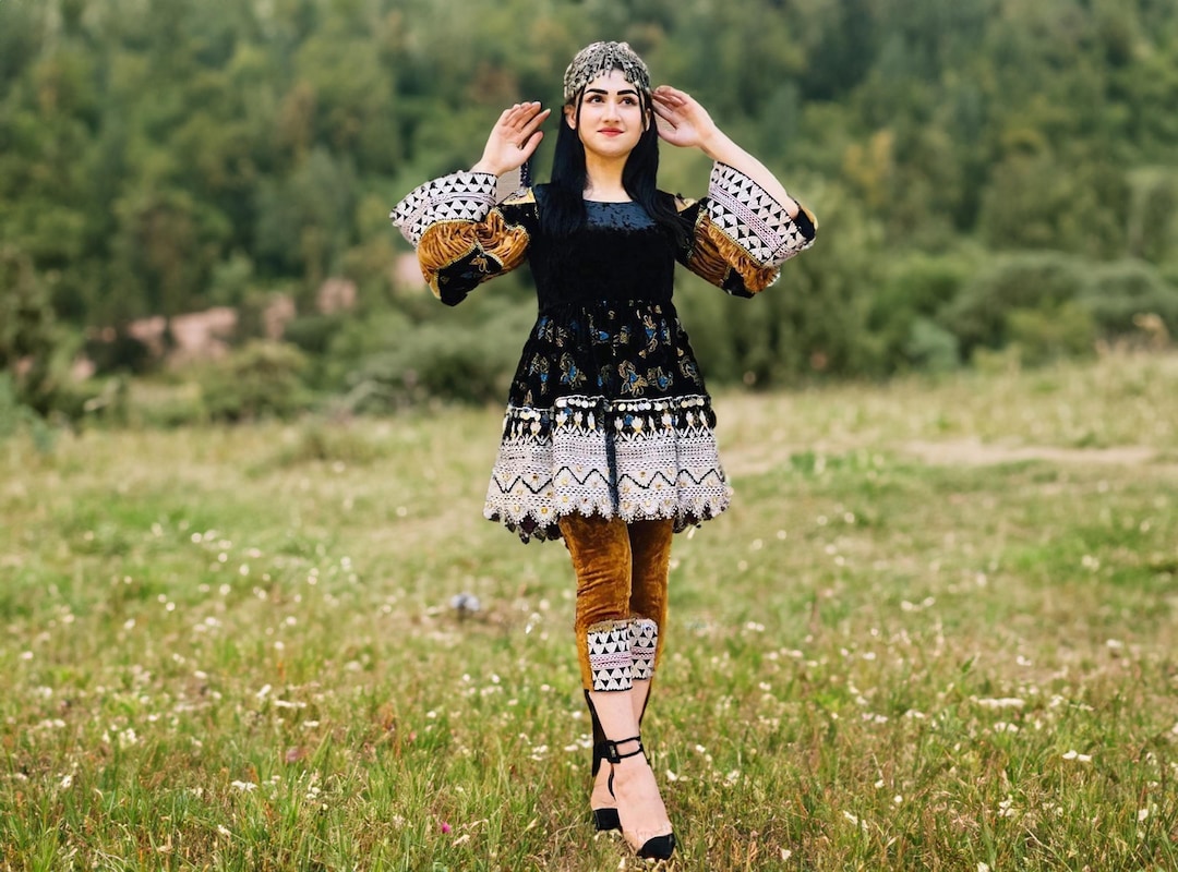 Afghan Short Dress, Afghan Dress for Women, Afghani Black Dress, Kuchi ...
