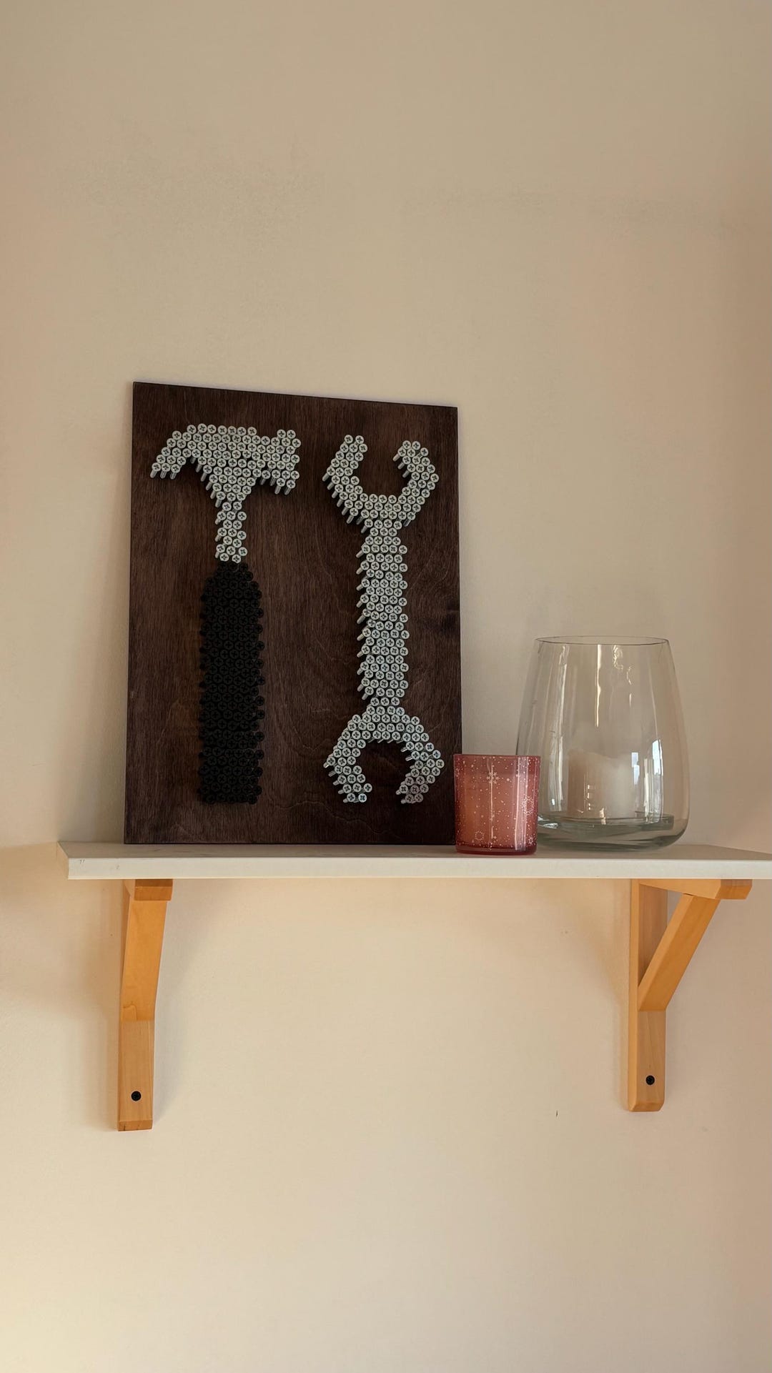 Hammer & Wrench Screw Picture – Handmade Screw Panel Wall Decor ...