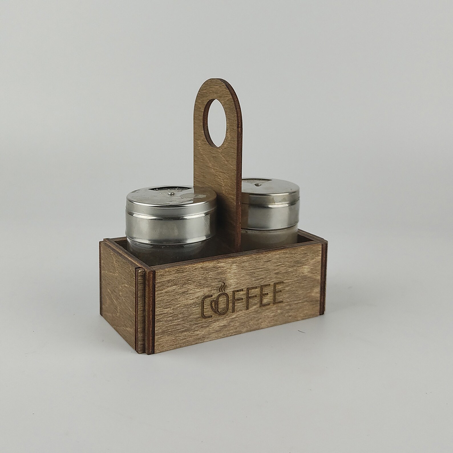 Rustic Wood Condiment Caddy With Logo Salt Pepper Sugar - Etsy