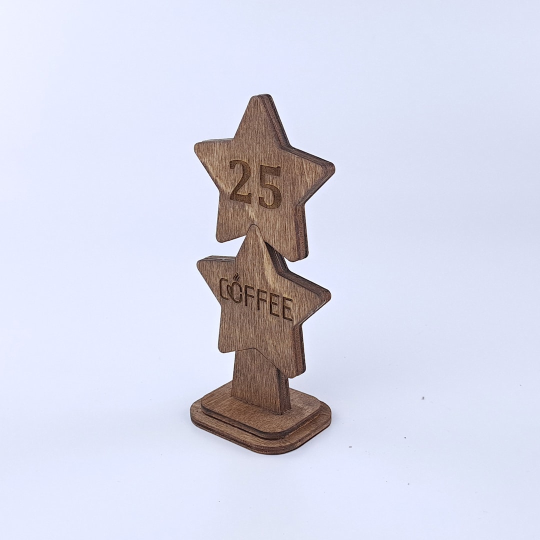 Personalized Cafe Restaurant Table Numbers Set With Logo, Star Wooden ...