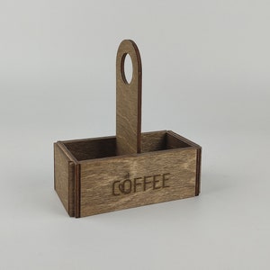 Rustic Wood Condiment Caddy With Logo, Salt Pepper Sugar Condiment ...