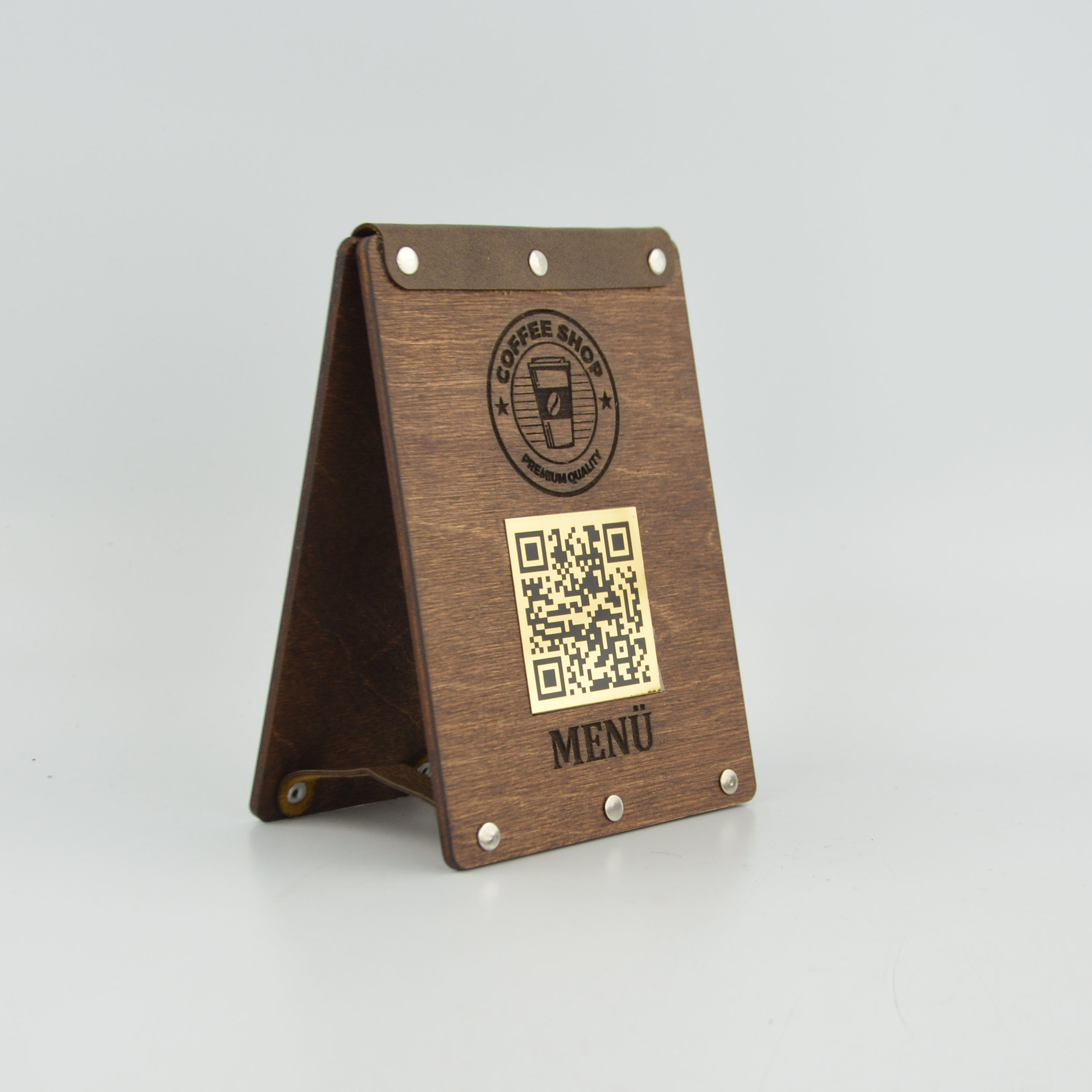 QR Code Menu Sign, Restaurant Menu, Wooden Table Menu, Scan for Menu ...