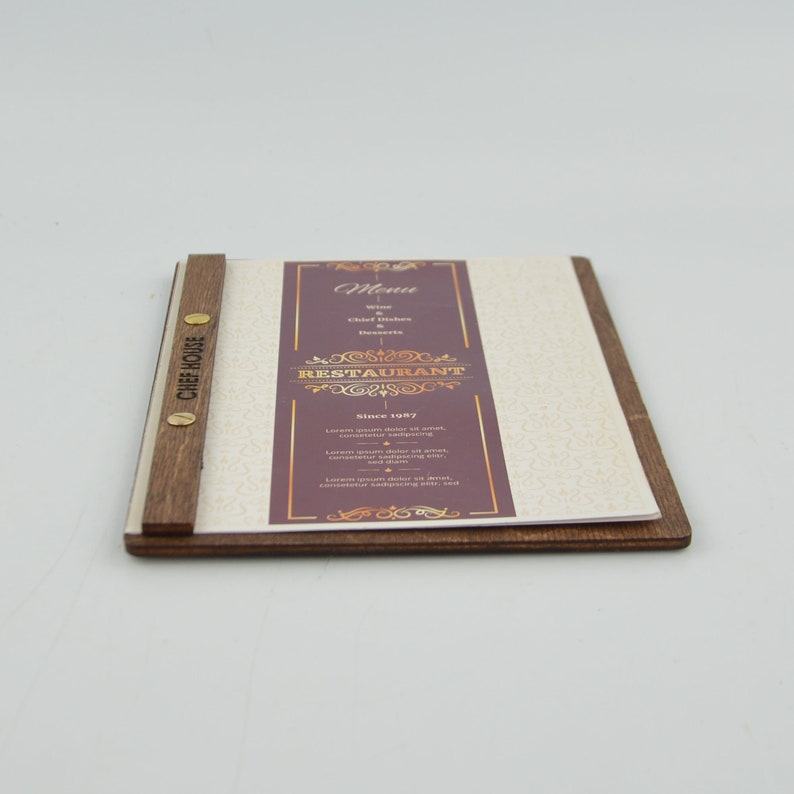 Wooden Menu Holder A5-A4, Engraved Menu Holder, Restaurant Menu Folder ...