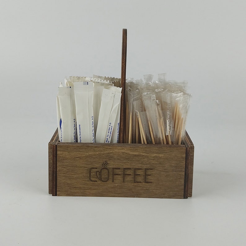 Rustic Wood Condiment Caddy With Logo Salt Pepper Sugar - Etsy
