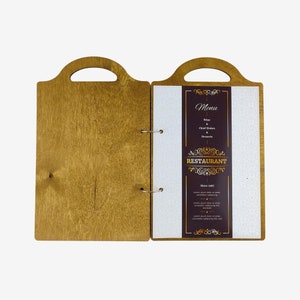 Wooden Menu Holder A5-A4, Engraved Menu Holder, Restaurant Menu Folder ...