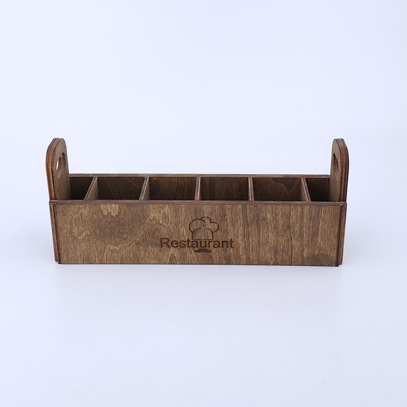 Rustic Wood Condiment Caddy With Logo, Salt Pepper Sugar Condiment ...