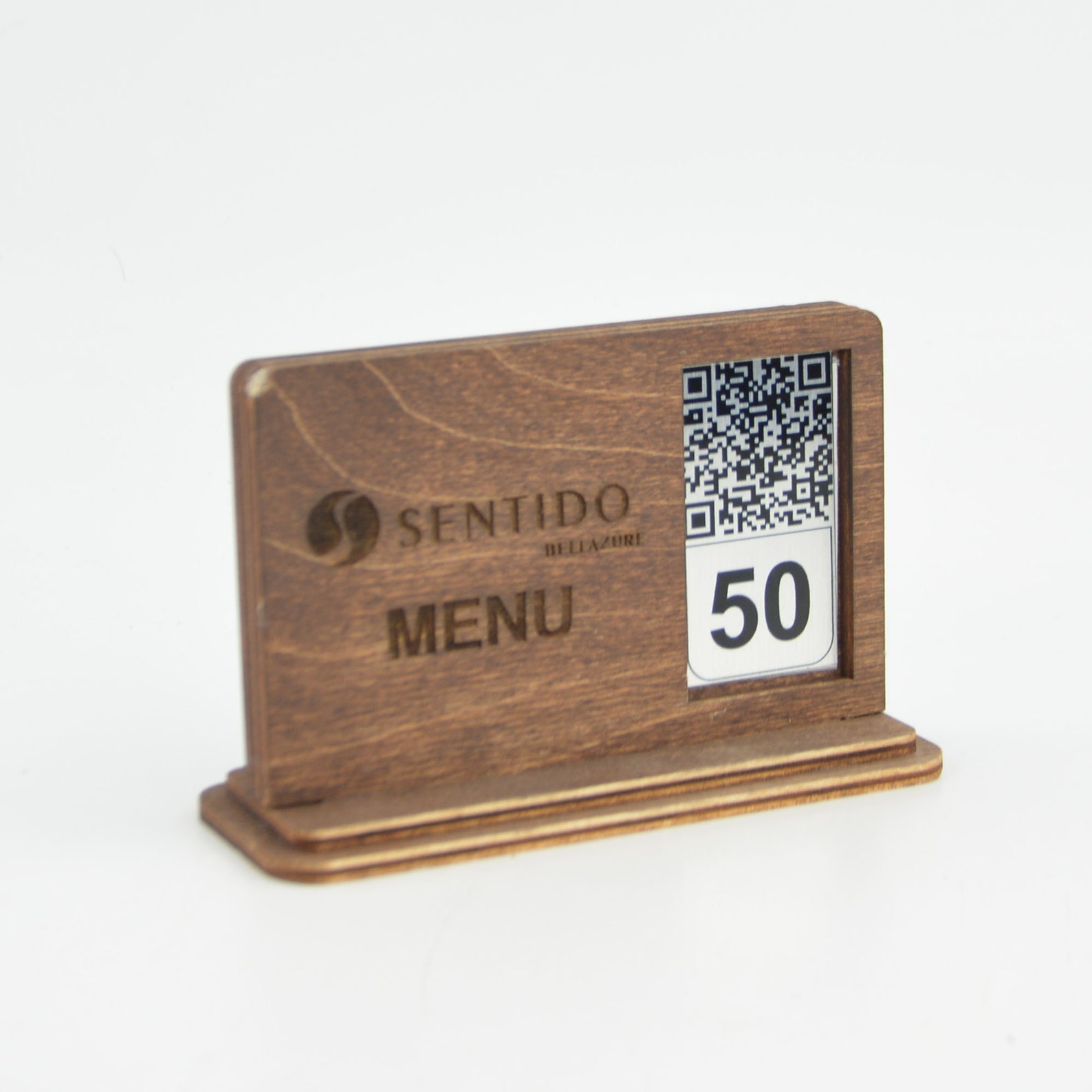 QR Code Menu Sign, Restaurant Menu, Wooden Table Menu, Scan for Menu ...