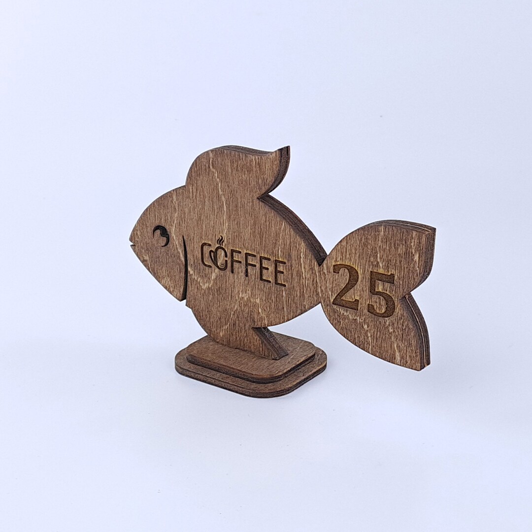 Personalized Cafe Restaurant Table Numbers Set With Logo, Fish Steak ...