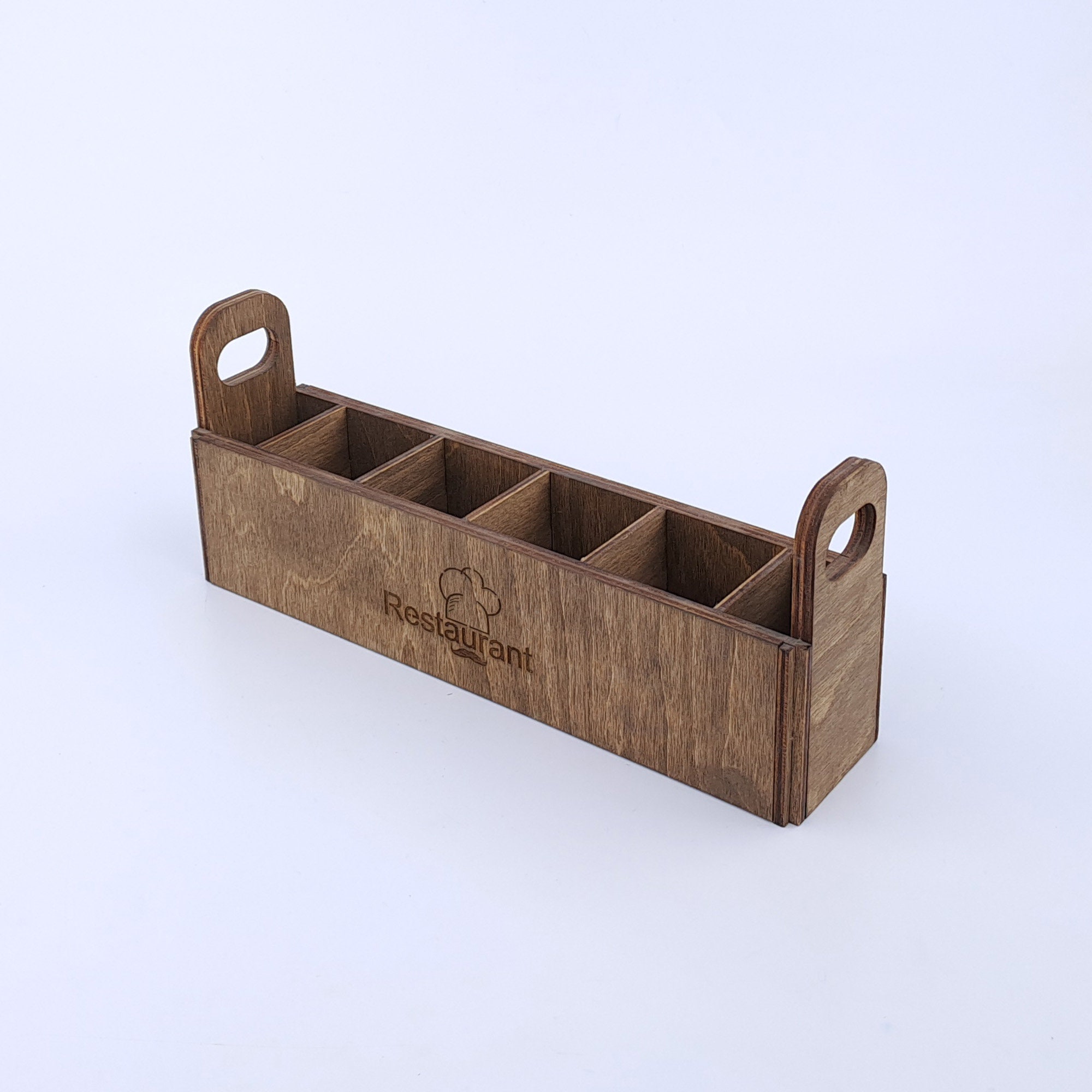 Rustic Wood Condiment Caddy With Logo, Salt Pepper Sugar Condiment ...