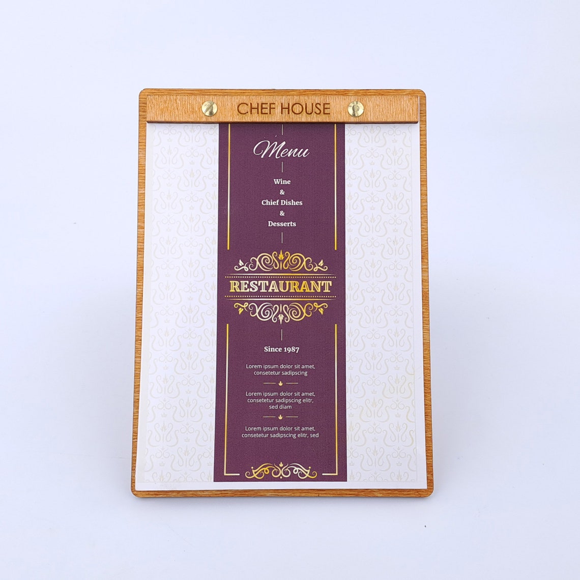 Wooden Menu Holder A5-A4 Engraved Menu Holder Restaurant - Etsy