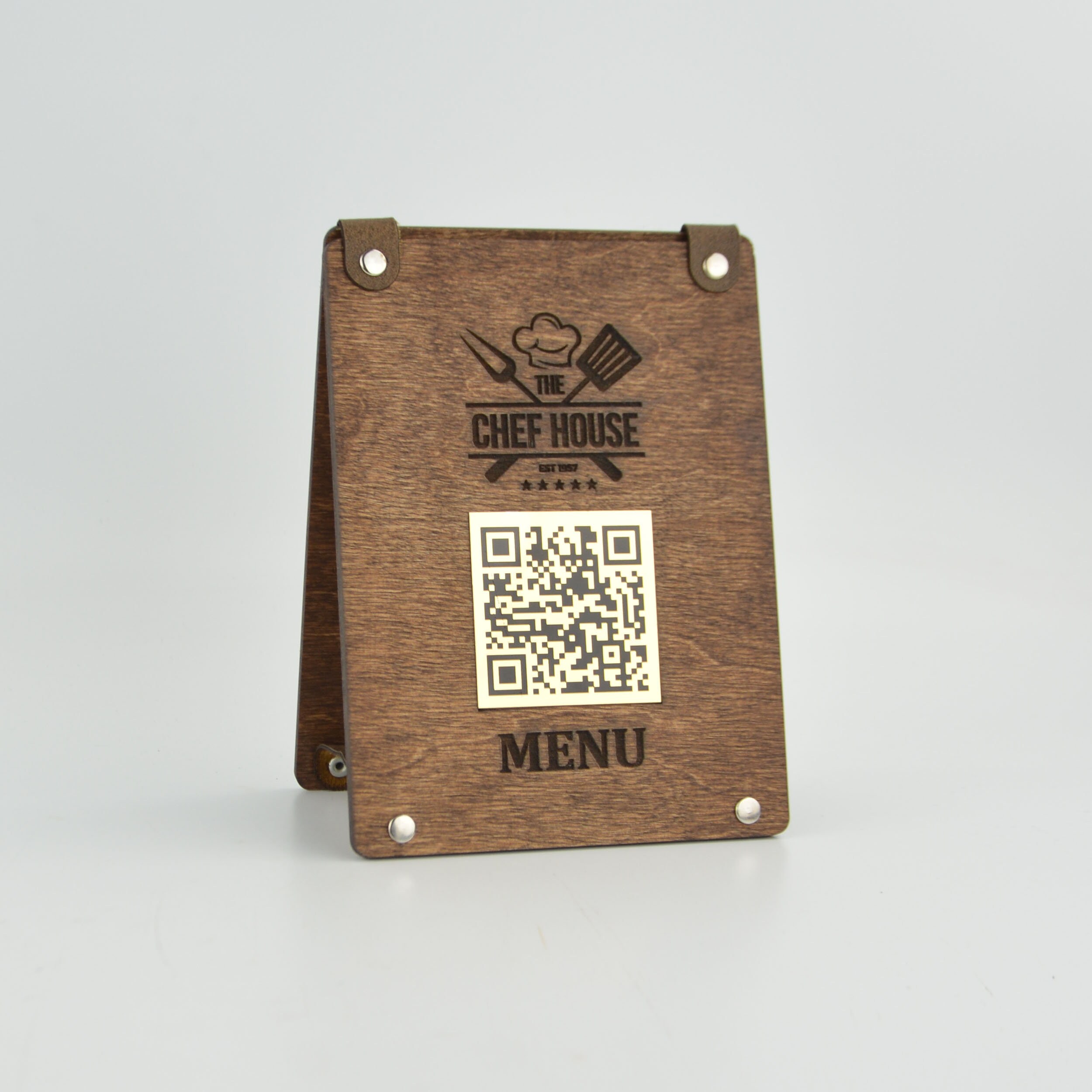 QR Code Menu Sign, Restaurant Menu, Wooden Table Menu, Scan for Menu ...