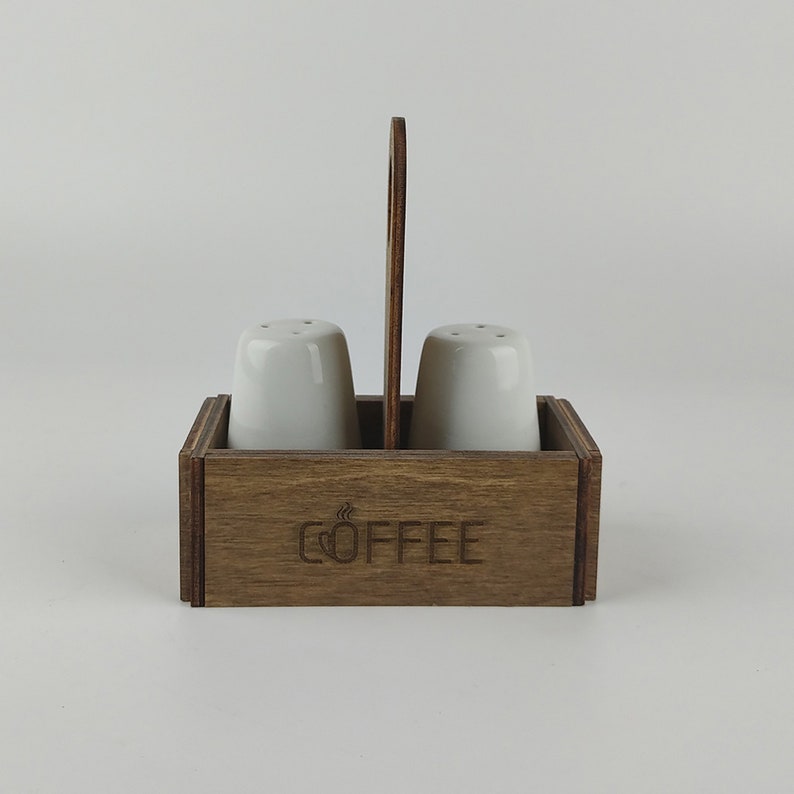 Rustic Wood Condiment Caddy With Logo Salt Pepper Sugar - Etsy