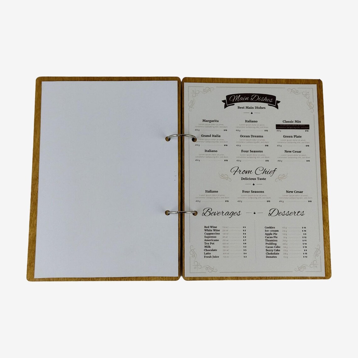 Wooden Menu Holder A5-A4 Engraved Menu Holder Restaurant - Etsy