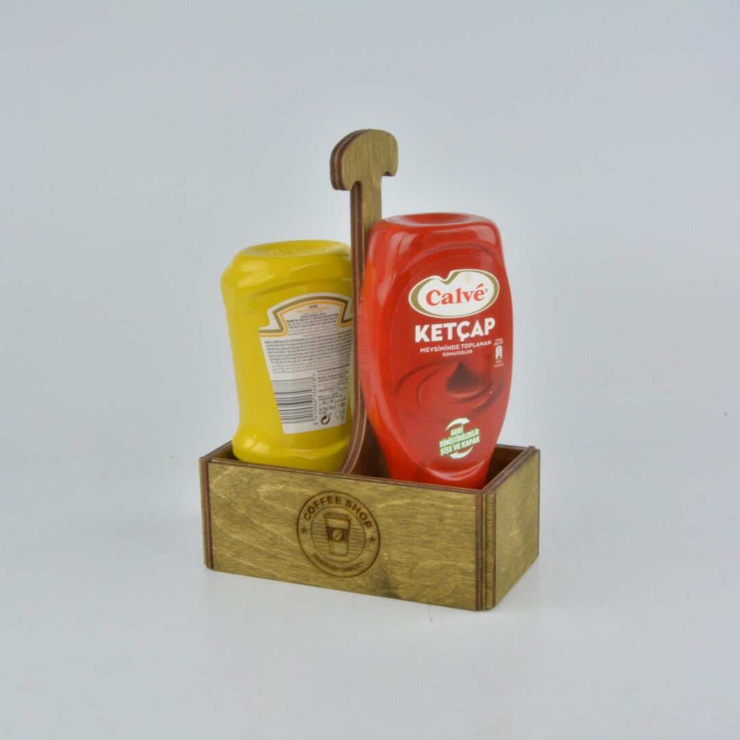 Rustic Wood Condiment Caddy With Logo, Salt Pepper Sugar Condiment ...