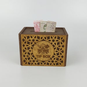 Personalized Wooden Tipping Box, Restaurant Tip Box, Custom Money Box ...