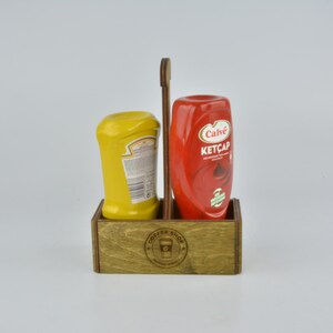 Rustic Wood Condiment Caddy With Logo, Salt Pepper Sugar Condiment ...
