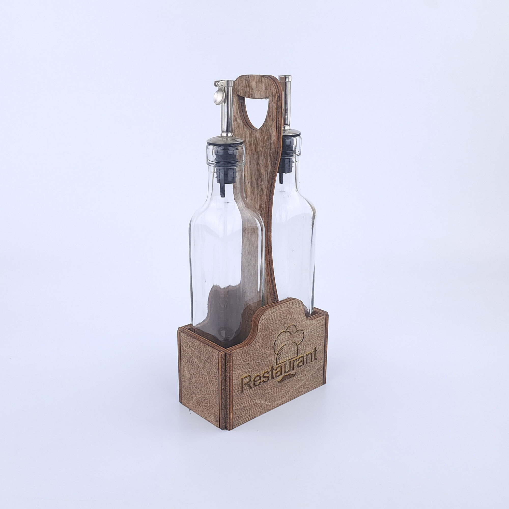 Rustic Wood Condiment Caddy With Logo Salt Pepper Sugar - Etsy