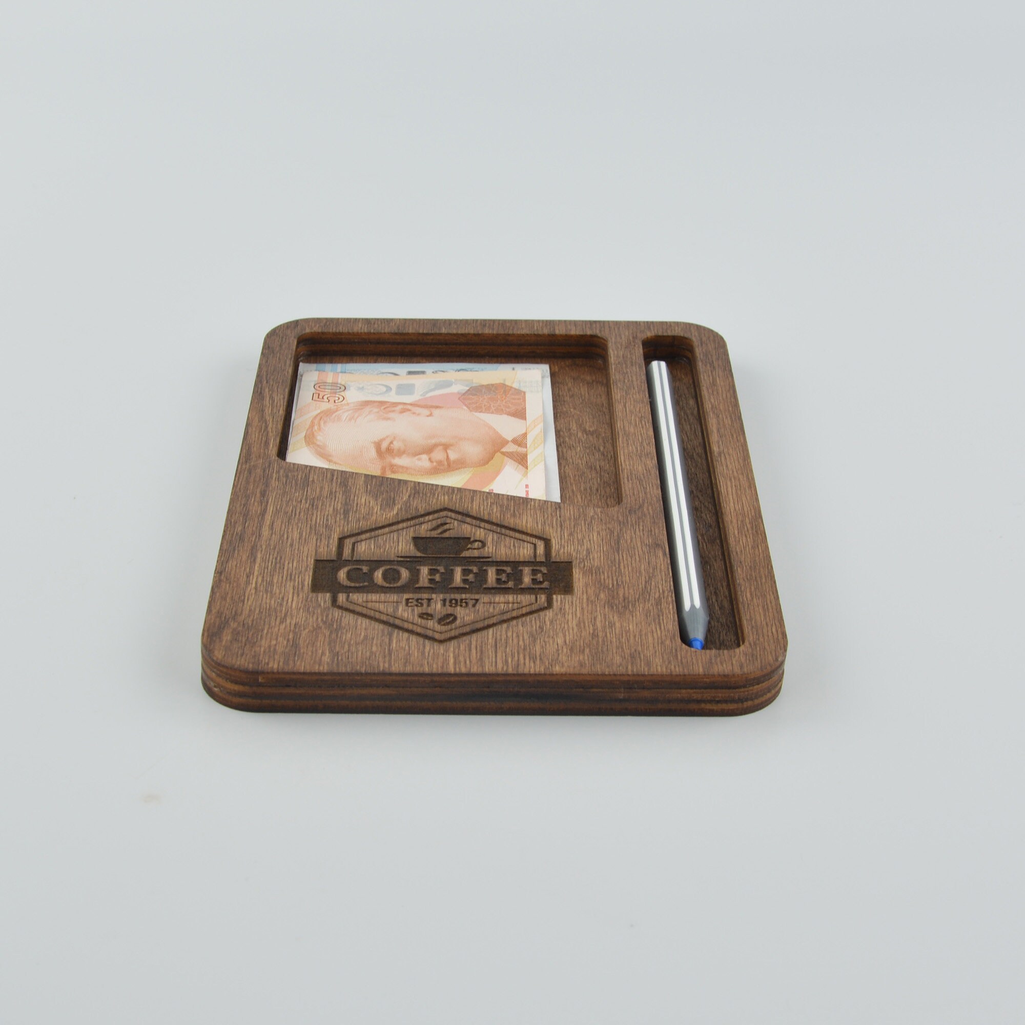 Check Presenter With Pen Holder, Restaurant Check Holder, Wooden Bill ...