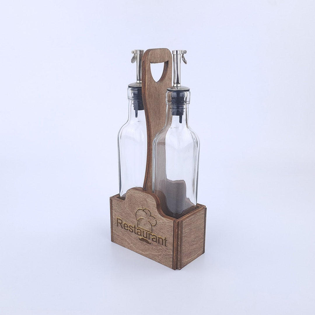 Rustic Wood Condiment Caddy With Logo, Salt Pepper Sugar Condiment ...