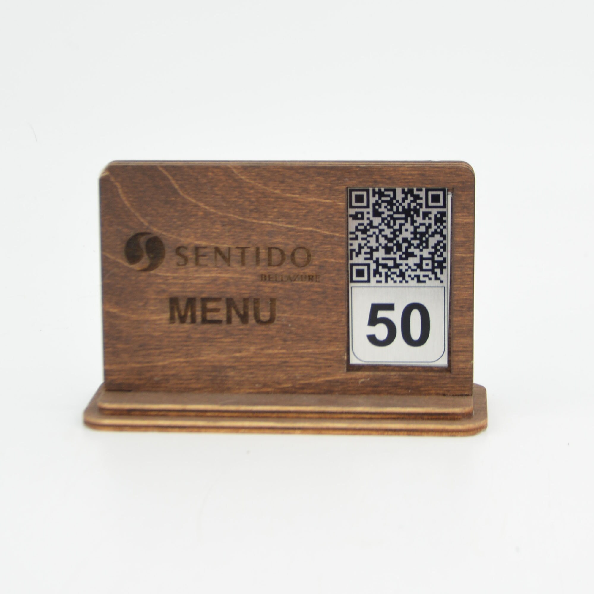 QR Code Menu Sign, Restaurant Menu, Wooden Table Menu, Scan for Menu ...