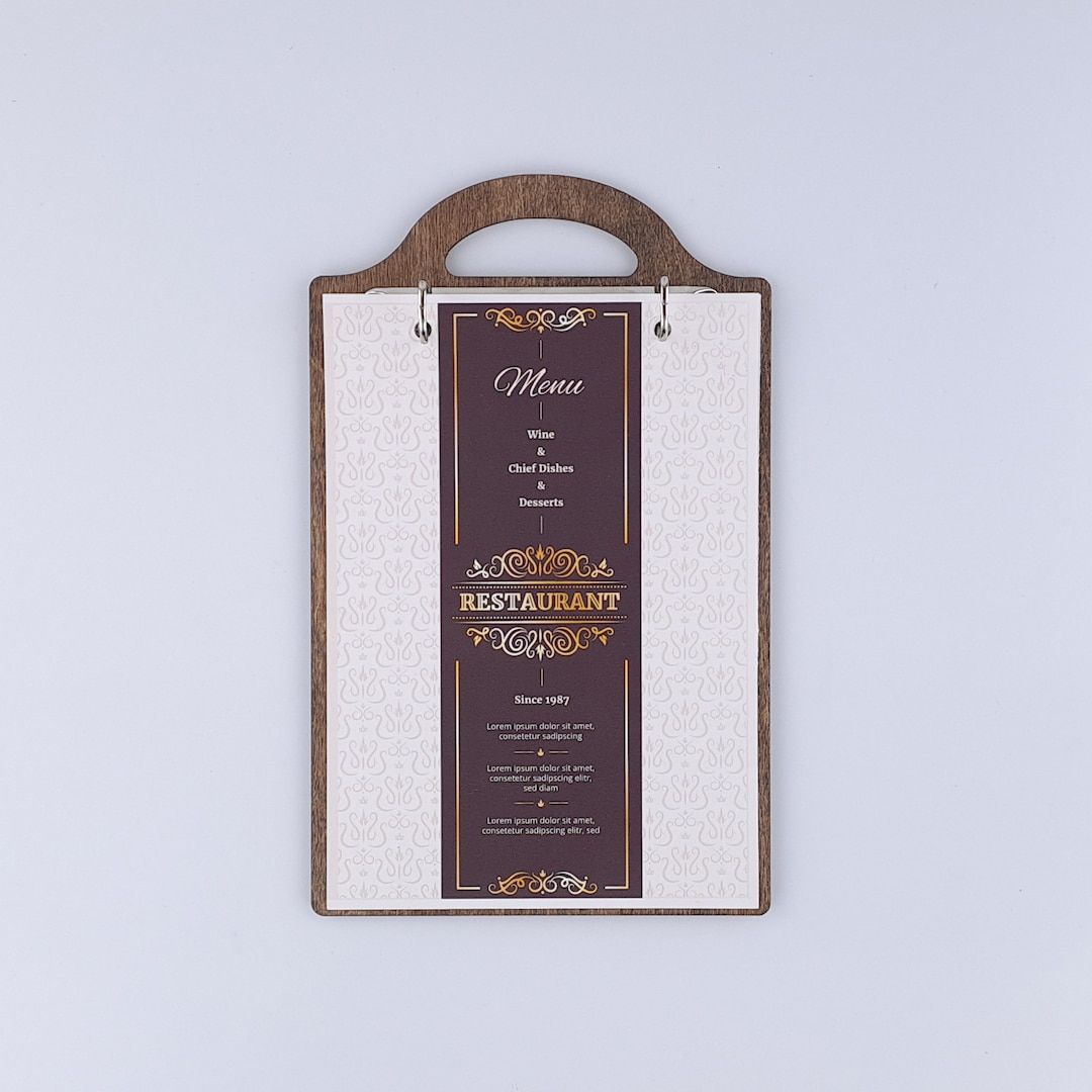 Wooden Menu Holder A5-A4, Engraved Menu Holder, Restaurant Menu Folder ...