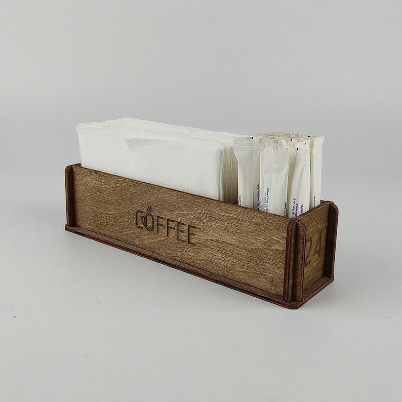 Custom Wooden Napkin Holder Organizer With Logo, Coffee Rustic Salt ...