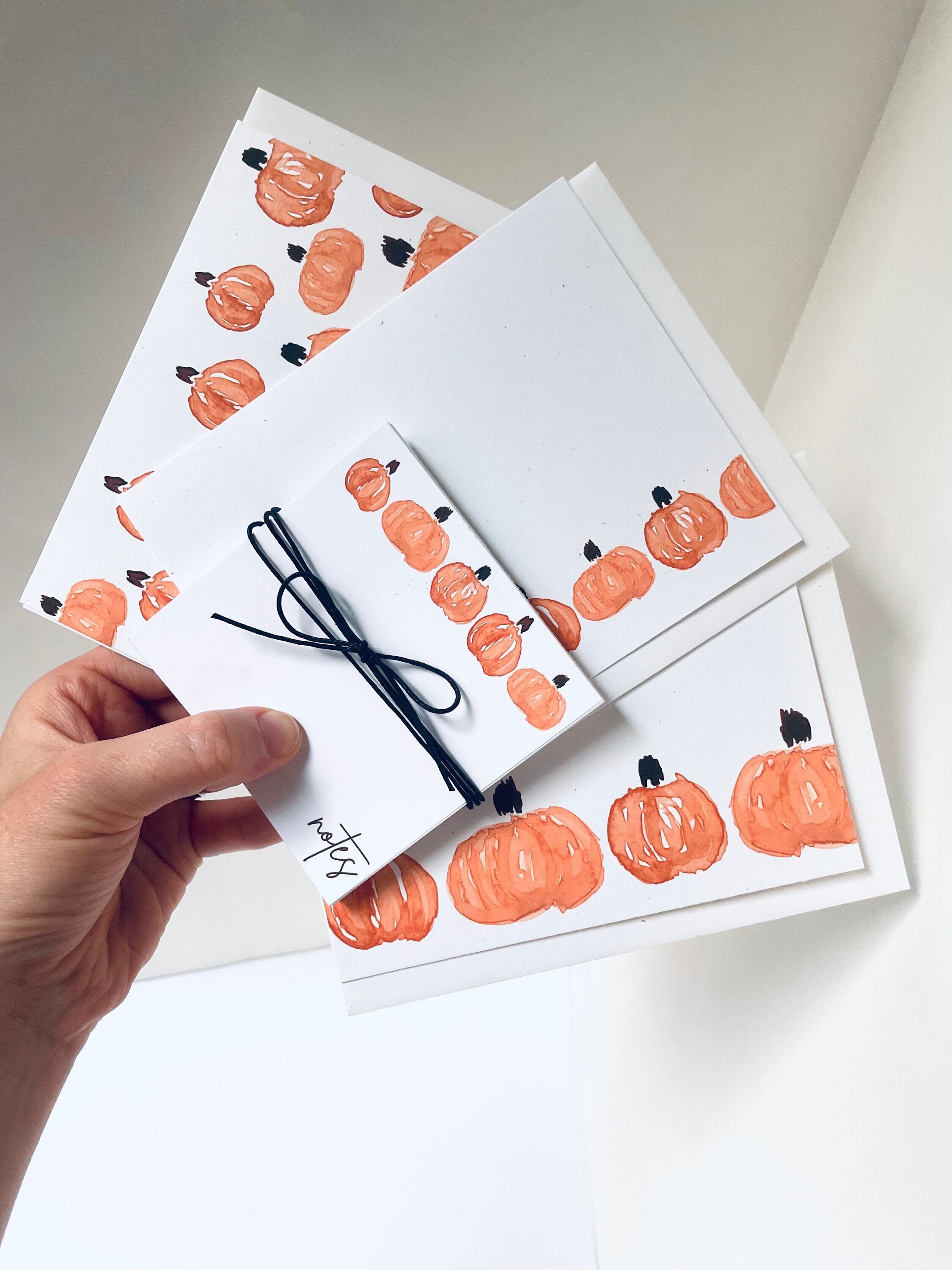 Handmade Pumpkin Stationery Set, Fall Pumpkin Teacher Notepad, Stickers ...