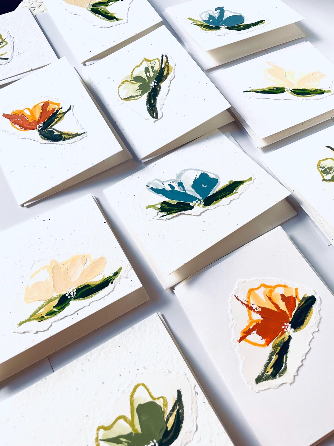 Plantable Seed Paper Cards - Hand Painted Abstract Florals - Eco ...