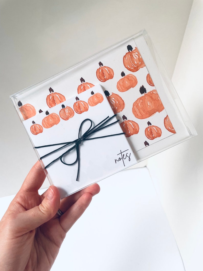 Handmade Pumpkin Stationery Set, Fall Pumpkin Teacher Notepad, Stickers ...