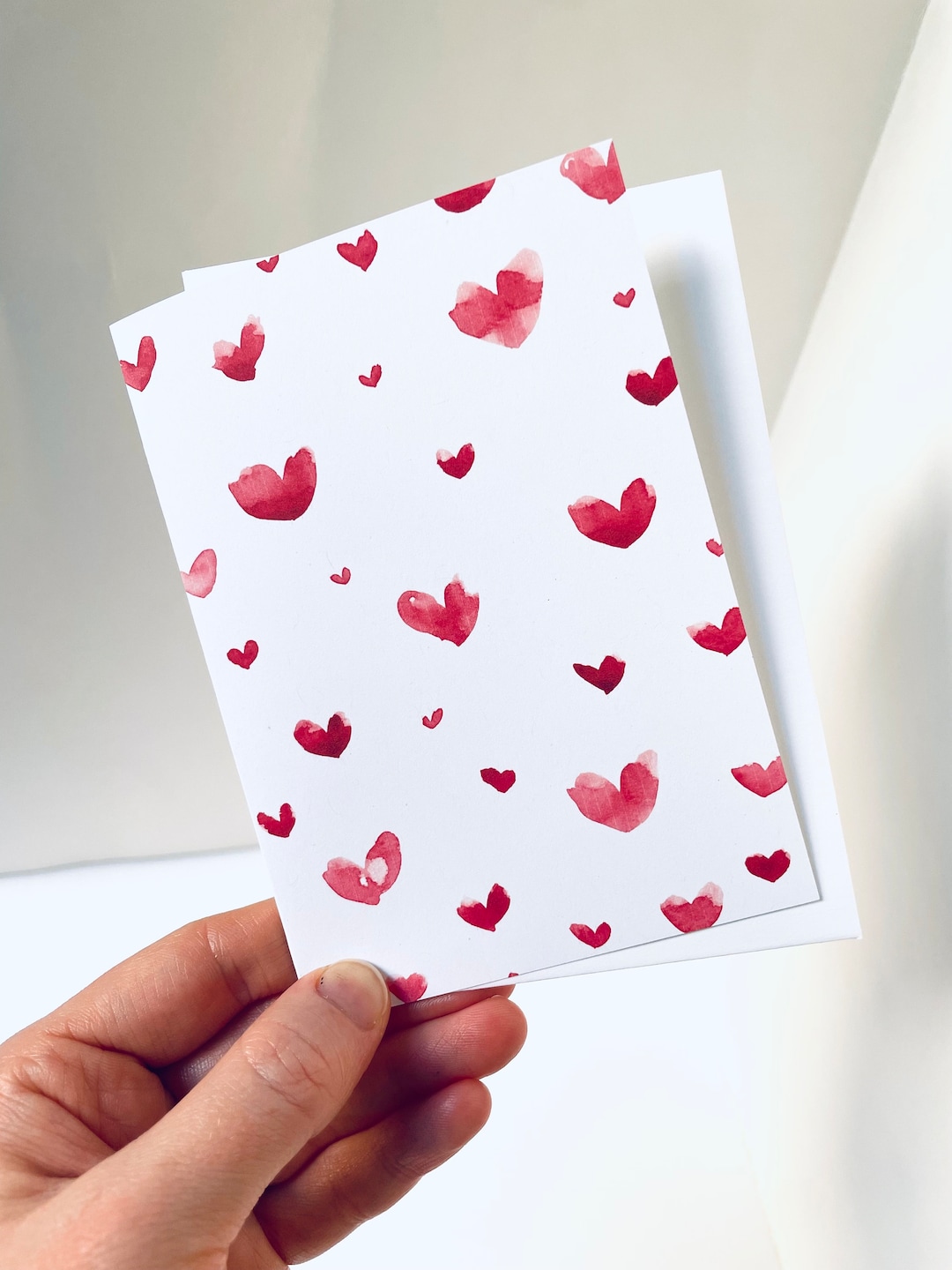 Watercolor Hearts Notecard Set, Blank Anniversary Cards, Watercolor Cards, Hand Painted Cards ...