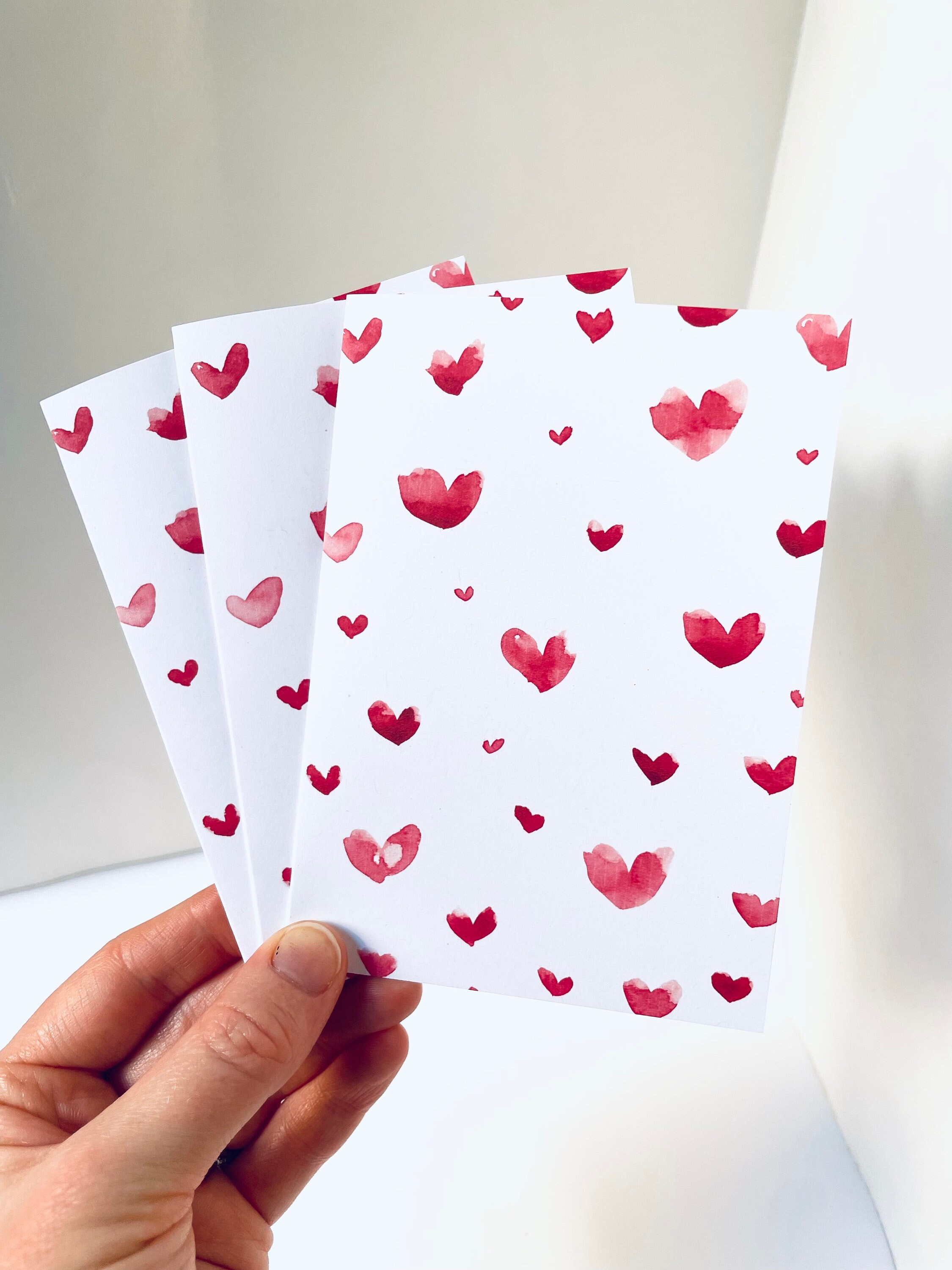Watercolor Hearts Notecard Set, Blank Anniversary Cards, Watercolor Cards, Hand Painted Cards ...