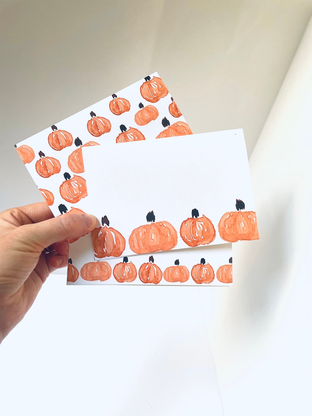 Simple Pumpkin Note Card Set With Envelopes, Halloween Cards ...
