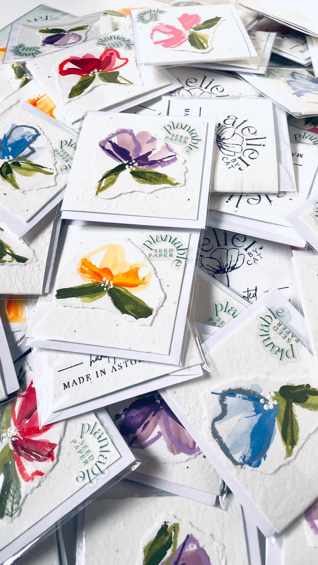 Mini Plantable Seed Paper Cards - Hand Painted Abstract Florals - Eco ...