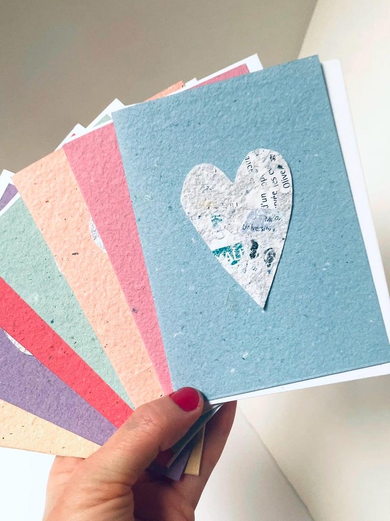 Mini Magazine Heart Handmade Cards, Eco Friendly Card, Blank ...