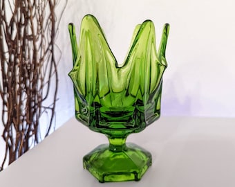 Viking Glass / Vintage Viking Glass Vase / Viking Art Glass Ribbed ...