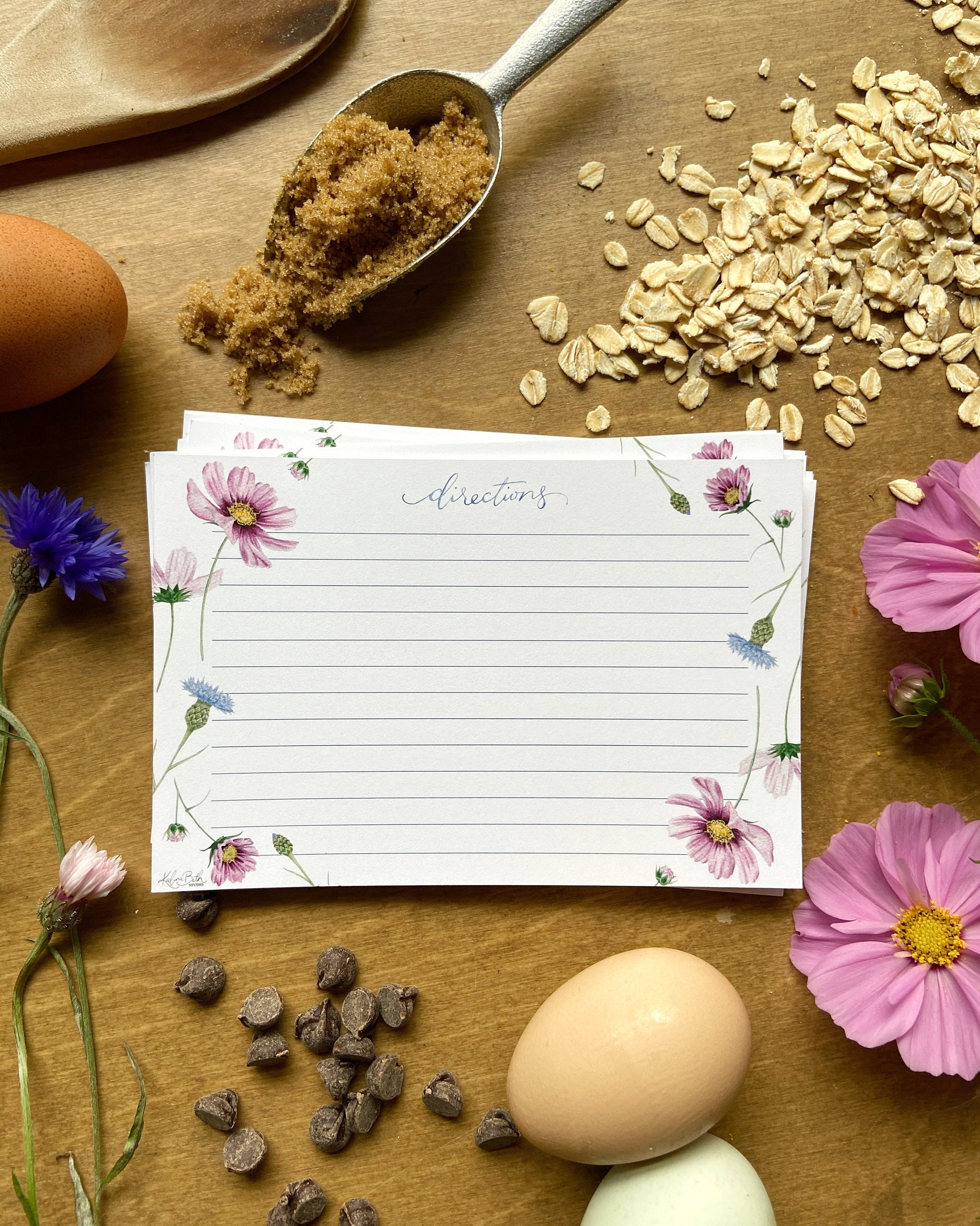 Floral Recipe Cards Recipe Cards Recipe Card Set Birthday Gift Gift for ...