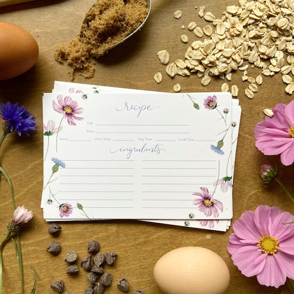 Floral Recipe Cards - Etsy