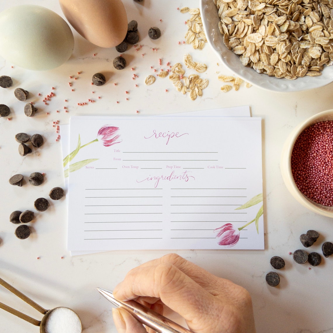 Tulip Recipe Cards Spring Recipe Cards Spring Baking Birthday Gift ...