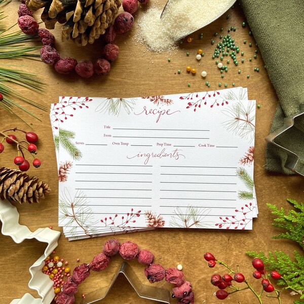 Holiday Recipe Cards - Etsy