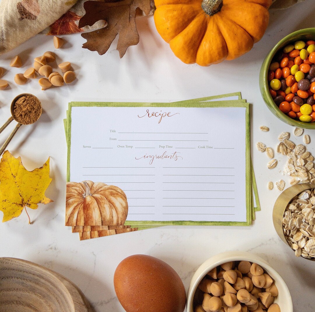 Pumpkin Recipes Cards | Fall Recipe Cards | Autumn Recipe Cards ...