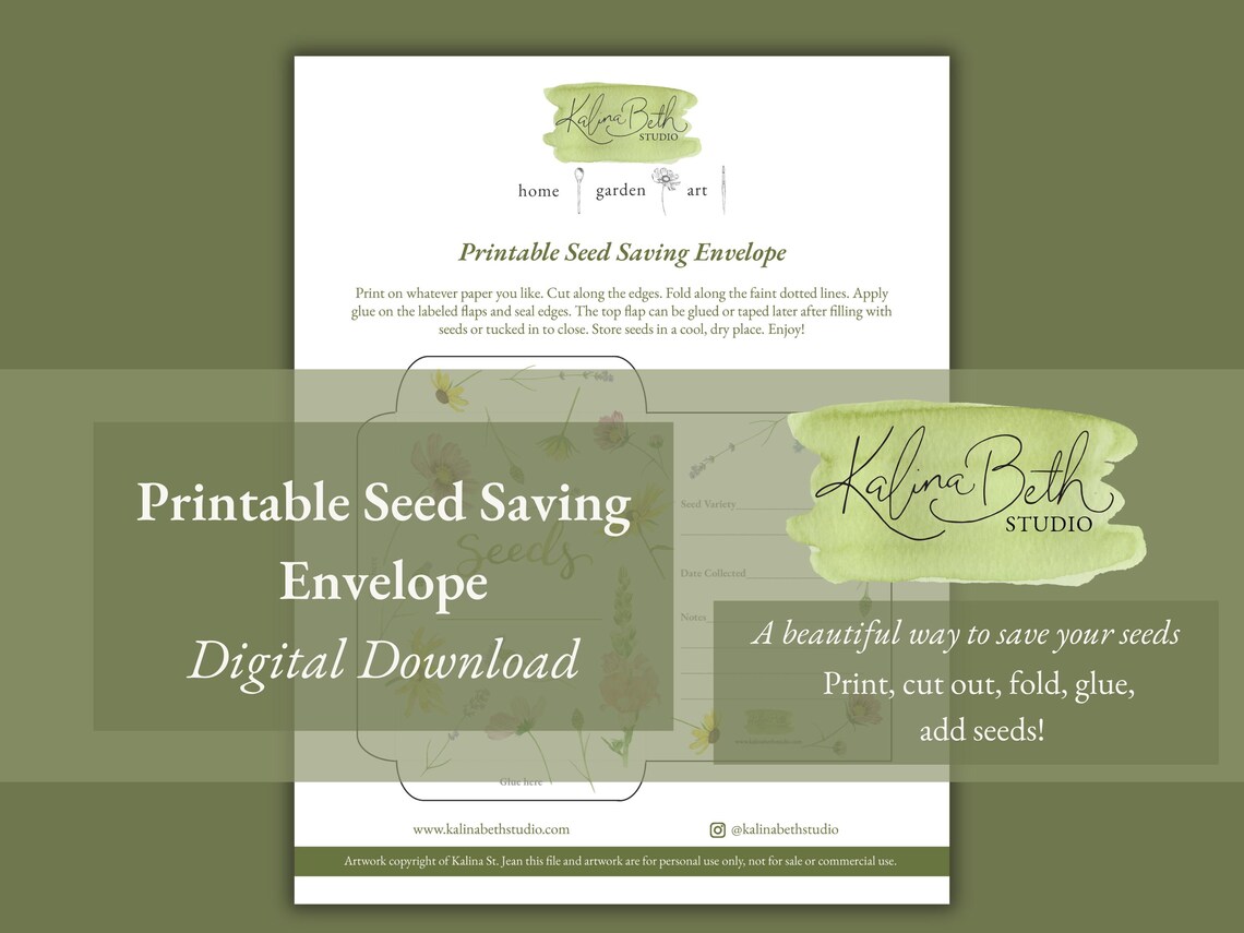Printable Seed Saving Envelope | Digital Download | Seed Packet - Etsy