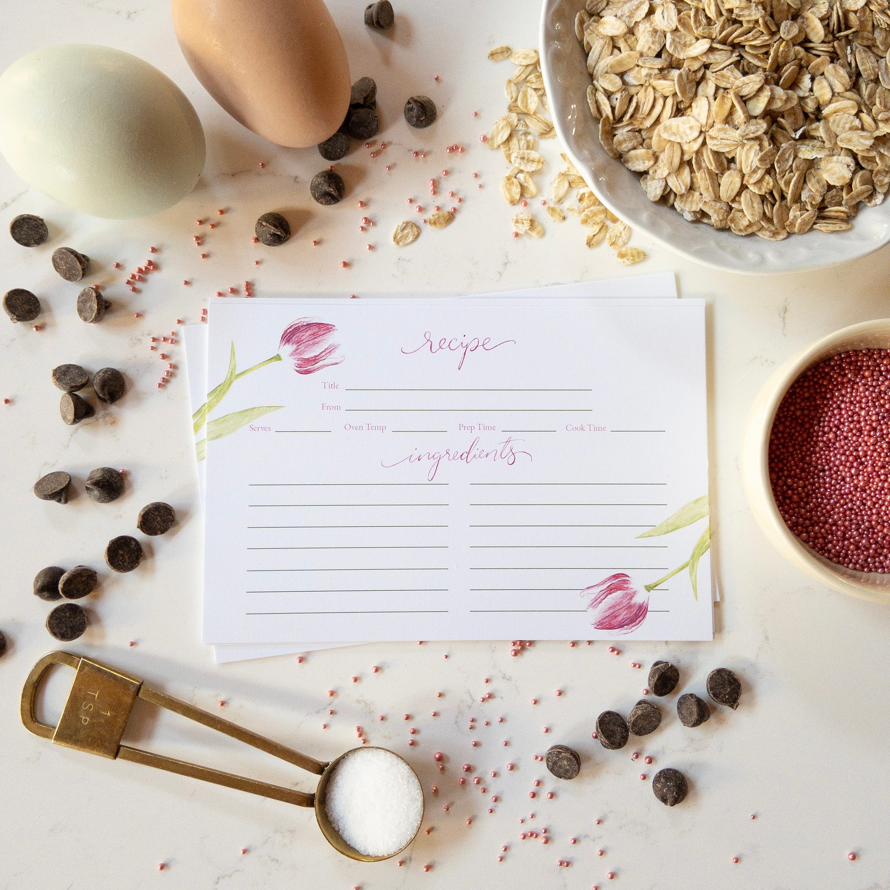 Tulip Recipe Cards Spring Recipe Cards Spring Baking Birthday Gift ...